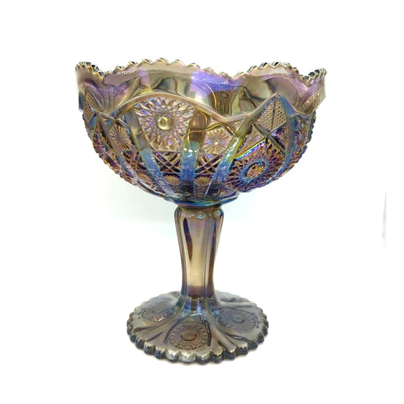 Indiana Glass | Dining | Vintage Carnival Glass Compote Dish Octagon ...